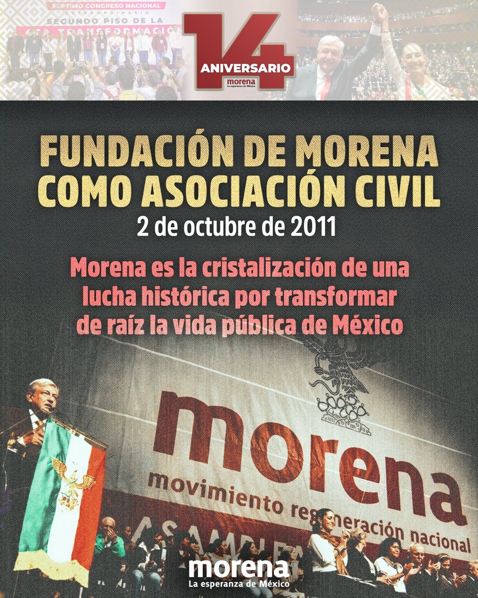 Morena celebra 14 aniversario como organización política y suma más de ...